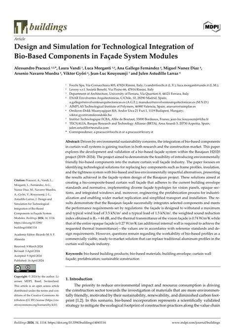 Pdf Design And Simulation For Technological Integration Of Bio Based Components In Façade