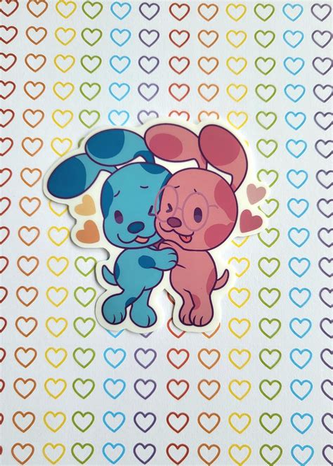 Blue And Magenta Being Cute Sticker R Sticker
