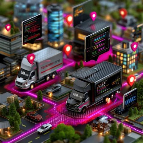 Sometric Logistics Map Of A City With Roads Deli 03 â€” Conceptual Illustration In Artistic