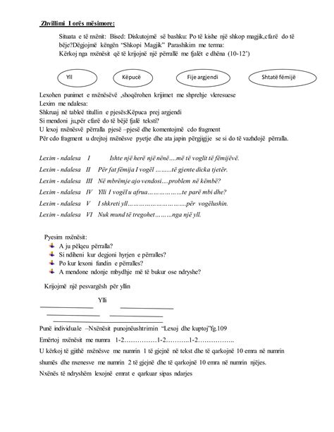 Plan Ditor Per Gjuhe Shqipe Fillore Docx