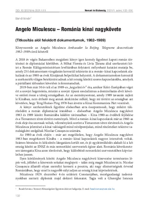Pdf Angelo Miculescu Románia Kínai Nagykövete