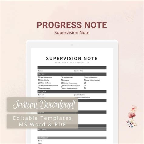 Supervision Note Template For Supervisors Pre Licensed Therapists