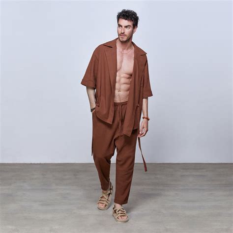 Mens Linen Kimononatural Linen Clothingsummer Clouthinglinen