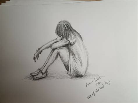 Sad Girl Drawing Sad Girl Vectors Download Free High Quality Vectors