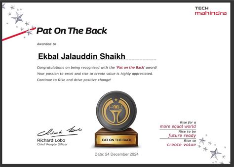 Ekbal Shaikh On Linkedin Recognition Patontheback Achievement Gratitude Teamwork