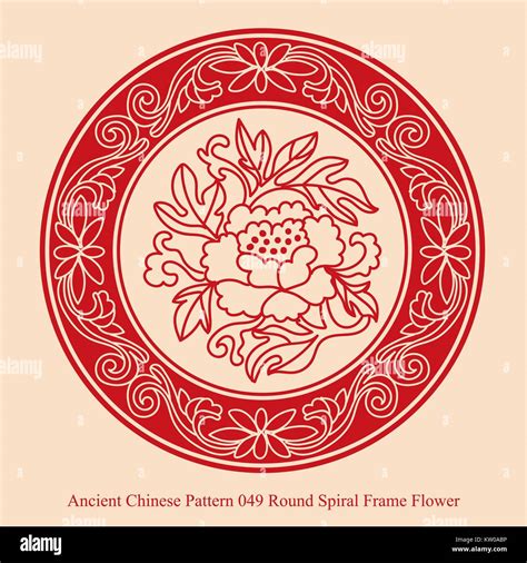 Ancient Chinese Pattern Of Round Spiral Frame Flower Stock Vector Image