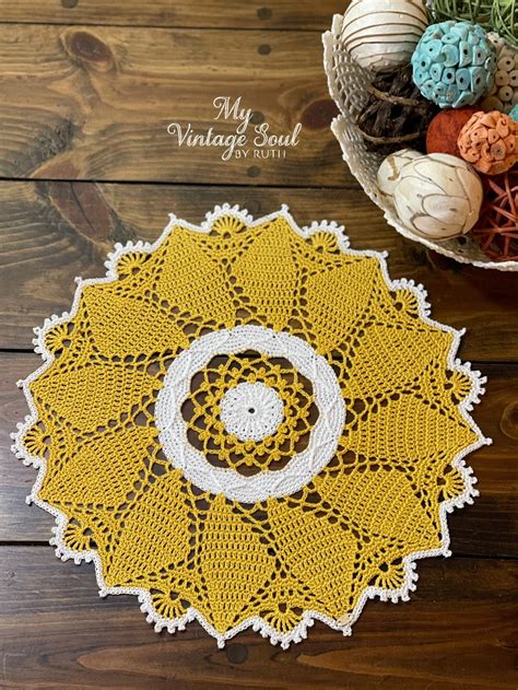 Spring Doily Round Crochet Doily Farmhouse Kitchen Flower Doily