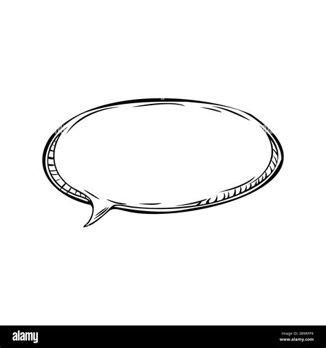 Hand Drawn Empty Speech Bubble With Thick Black Outline On White Background In Vintage Comic