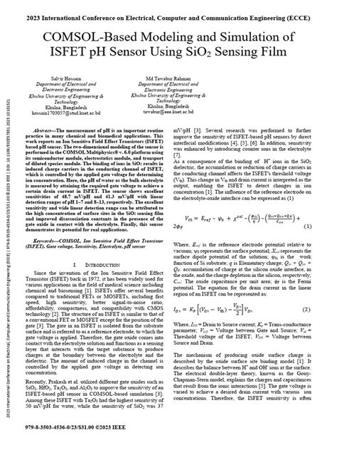 Comsol Based Modeling And Simulation Of Isfet Ph Sensor Using Si02 Sensing Film 2 Pdf