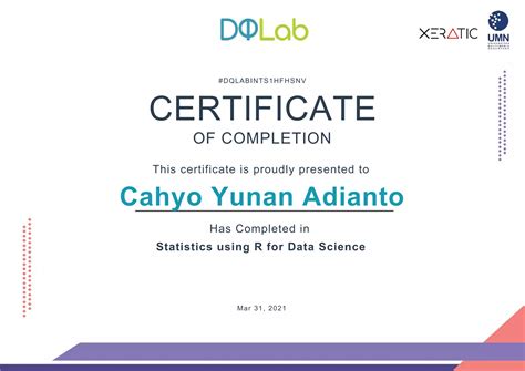 Certificate Dqlab Statistics Using R For Data Science Pdf