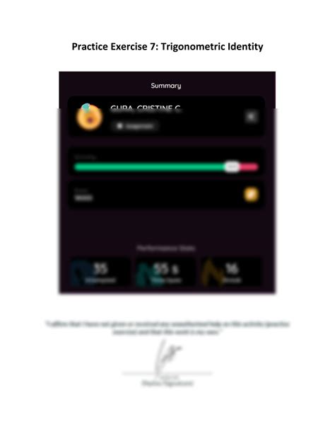 Solution Practice Exercise 7 Trigonometric Identity Studypool