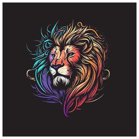 Premium Vector Lion Face Vector Art Illustration