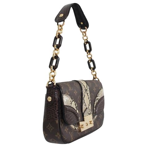 Louis Vuitton Python Monogramissime Pochette Brown Cloth Ref 920322 Joli Closet