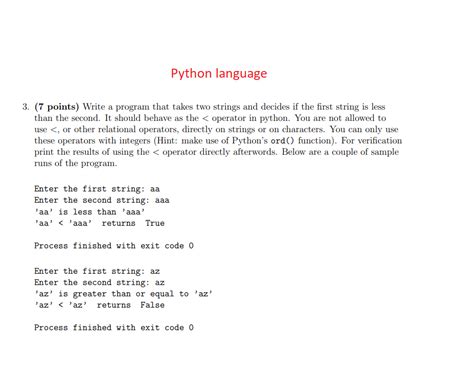 Solved Homework Assignment 1 Python Language For Each Of The Chegg Com