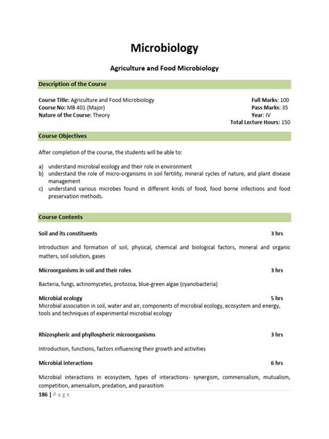 Microbiology 4th Year Syllabus Pdf Microorganism Infection