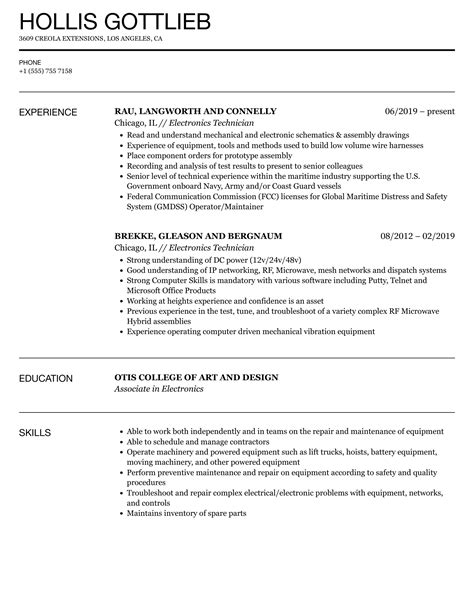 Electronic Technician Resume Examples Jerrypound Blog