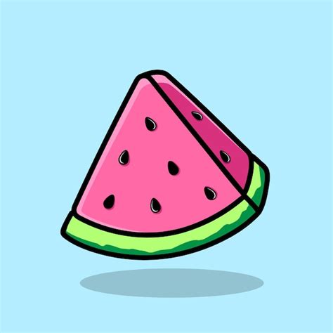 Premium Vector Sliced Red Watermelon Triangle Cartoon Illustration