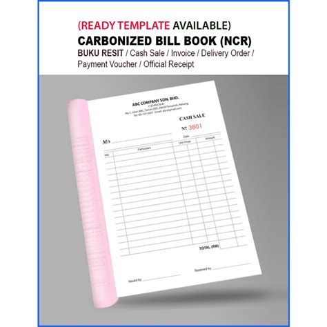 Ready Template Carbonized Bill Book Ncr Buku Resitcash Sale