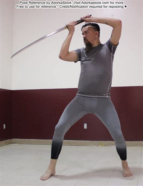 Sword Held Over Head In Profile Pose Reference Adorkastock