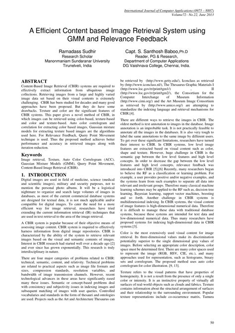 Pdf An Efficient Content Based Image Retrieval System Using Gmm And Relevance Feedback