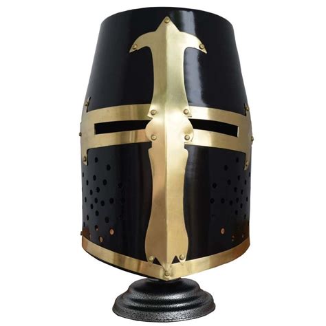 Medieval Crusader Helmet Templar Knight Helmet With Black And Brass