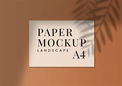 Premium Psd Free Psd Landscape A4 Paper Mockup Wall Background With