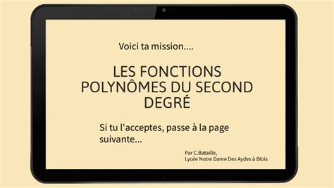 Les Fonctions Polynômes Du Second Degré En Première Genially