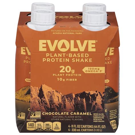 Evolve Plant Based 20g Protein Shakes Chocolate Caramel 4 Pk Shop