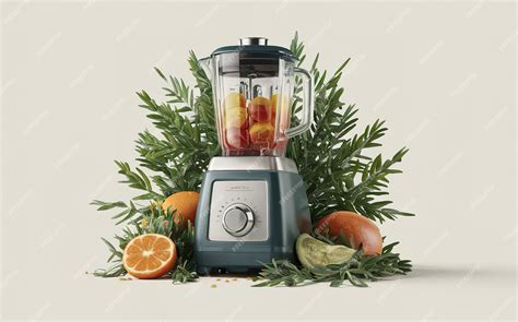 Premium Vector A Blender With Fruit And A Fruit Stand On A Table