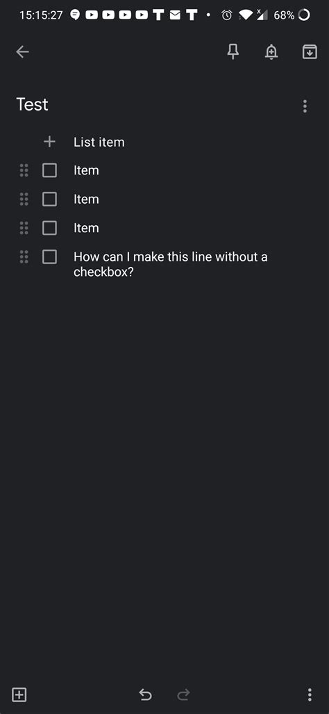 Is There A Way To Add Regular Text In A Checkbox Note Without Having A Checkbox In Front Of The