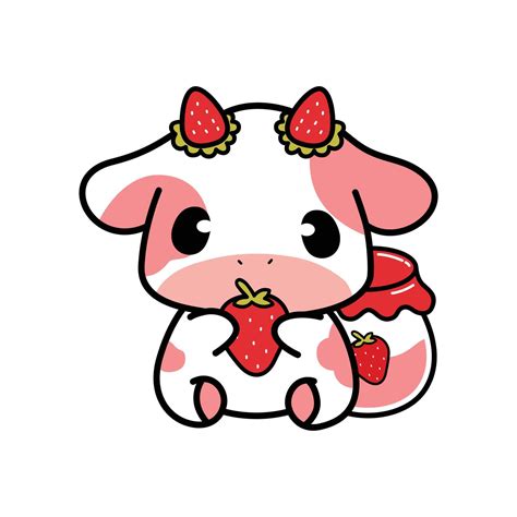Cute Strawberry Cow 48261517 Vector Art At Vecteezy