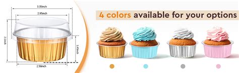 Thenshop 200 Pcs 5oz Mini Aluminum Baking Cups With Lid