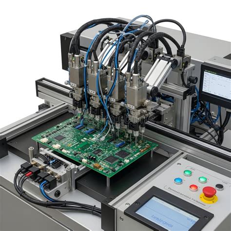 Automated Circuit Board Assembly Machine Isolated On White Background