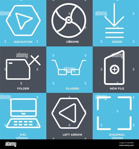 Set Of 9 Simple Editable Icons Such As Diagonal Left Arrow Mac New File Glasses Folder