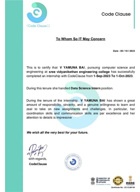 yamuna vadithya on linkedin codeclause codeclause