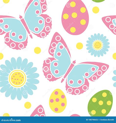 Cute Easter Seamless Pattern Spring Repeating Textures Stock Vector
