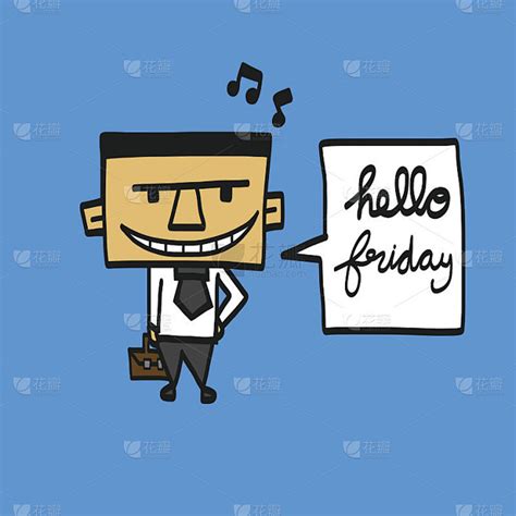 商人说你好星期五卡通插图