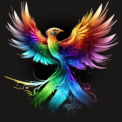 Rainbow Phoenix Download Printable Art Instant Downloadable Wallpaper Digital Download Poster