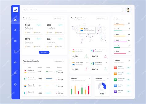 Premium Vector Vector Infographic Dashboard Ui Ux Design With Graphs