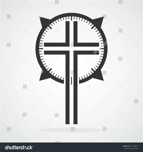 Gray Christian Cross Icon Compass Vector Stock Vector Royalty Free