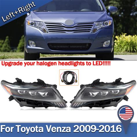 2009 2016 Toyota Venza Led Headlights Headlamps Projector Drl Black