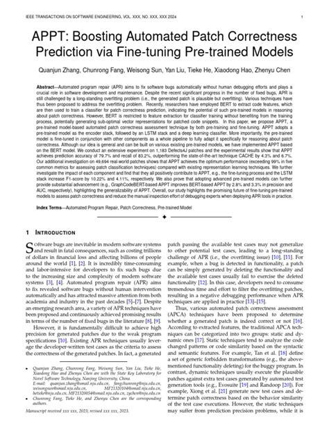Appt Boosting Automated Patch Correctness Prediction Via Fine Tuning