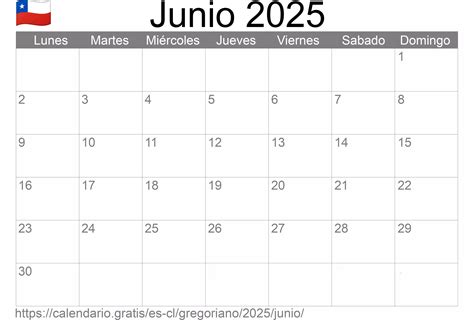 Calendario Junio 2025 De Chile En Español Festivos Y Fase Lunar