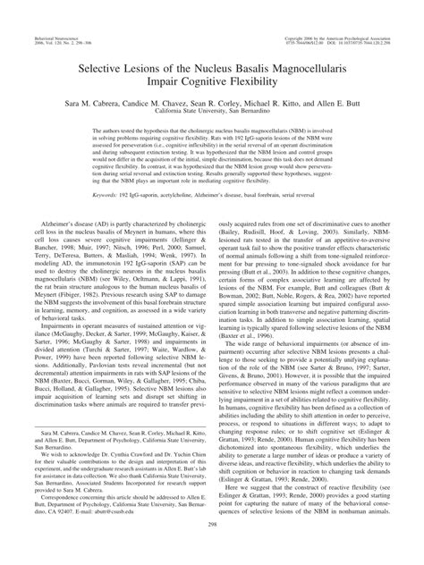 Pdf Selective Lesions Of The Nucleus Basalis Magnocellularis Impair