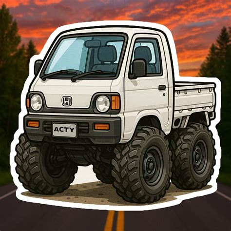 Honda Acty Sticker Off Road Kei Truck Cartoon Decal Mini 4x4 Vinyl