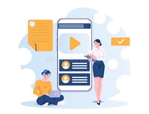 online learning and mobile education concept vector illustration stock