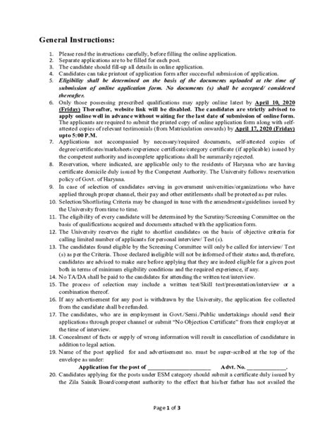 Fillable Online Instructions For Filling The Application Form