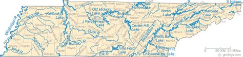 Map Of Tennessee Lakes Streams And Rivers
