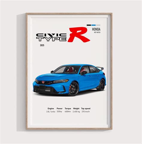 2025 Honda Civic Type R Poster High Performance Hatchback Art Ideal