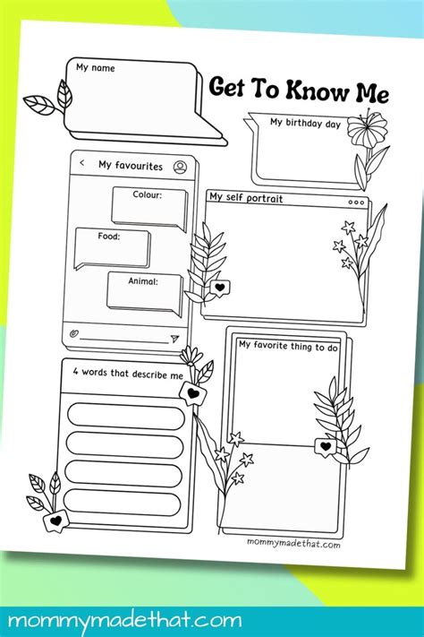 All About Me Worksheets Free Printable Get To Know Me Activity All